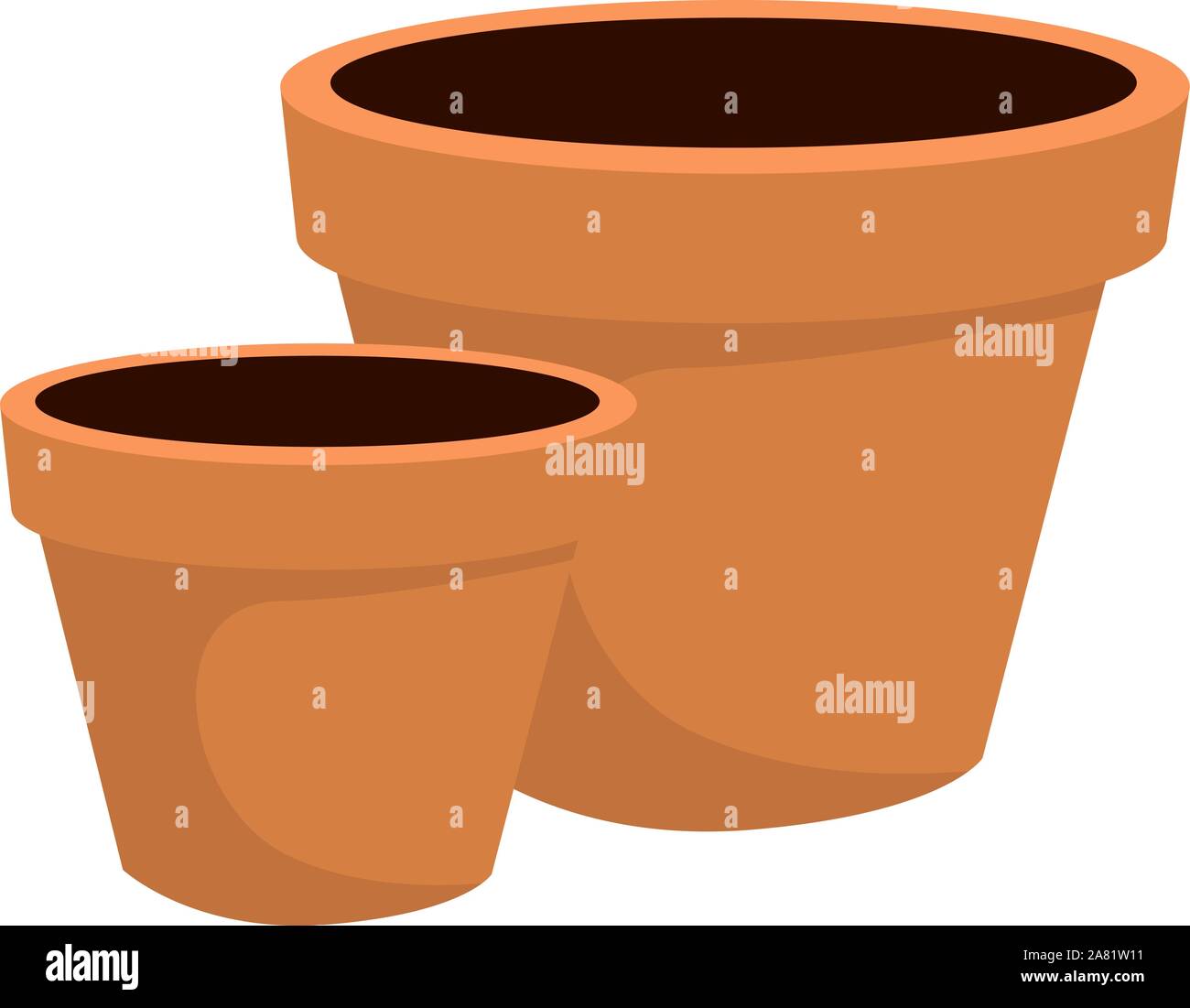 Flower pot with dirt, illustration, vector on white background Stock ...