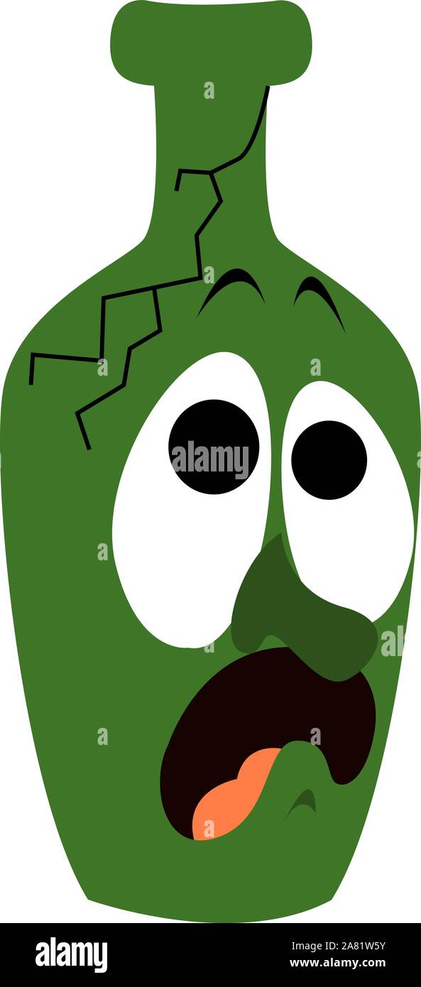 Cracked bottle, illustration, vector on white background Stock Vector ...