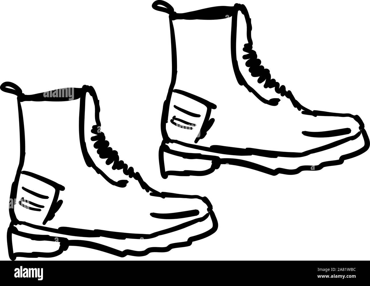 Boots drawing, illustration, vector on white background Stock Vector ...