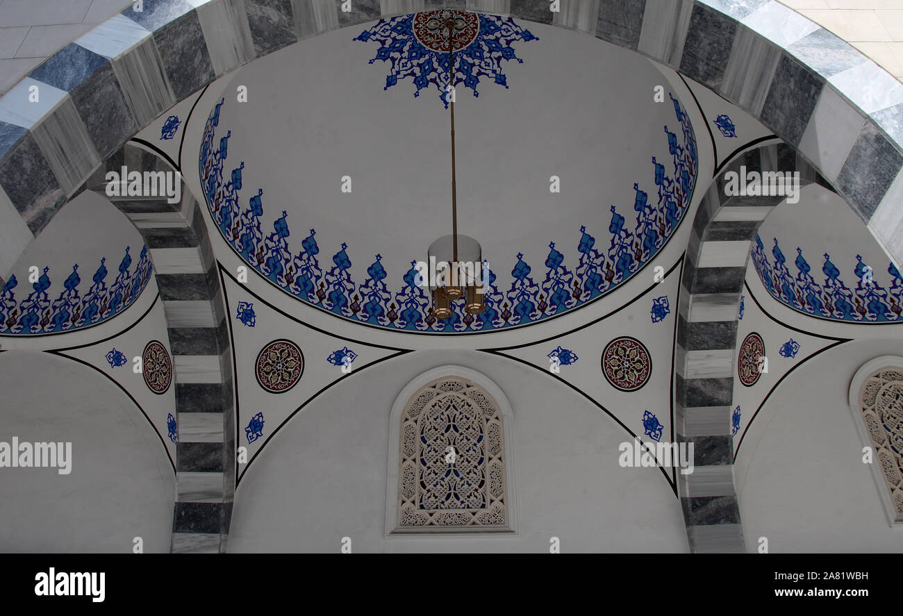 Interior of the new Turkish built Central Mosque in Bishkek Stock Photo ...
