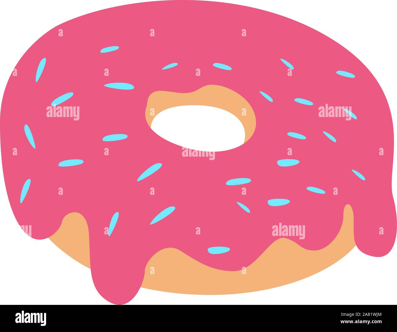 Pink donut, illustration, vector on white background Stock Vector Image ...