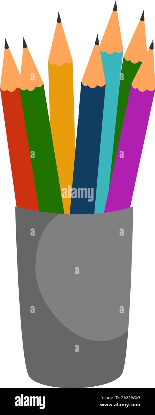 Colorful pens, illustration, vector on white background Stock Vector ...