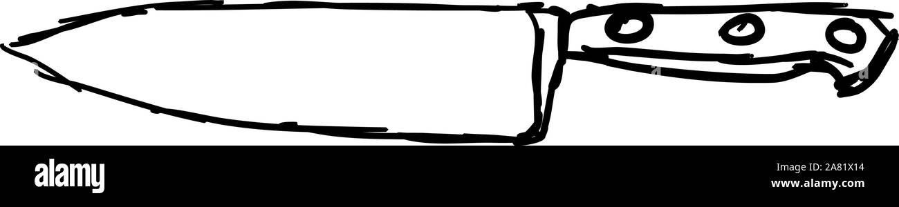 Kitchen knife sketch, illustration, vector on white background Stock ...