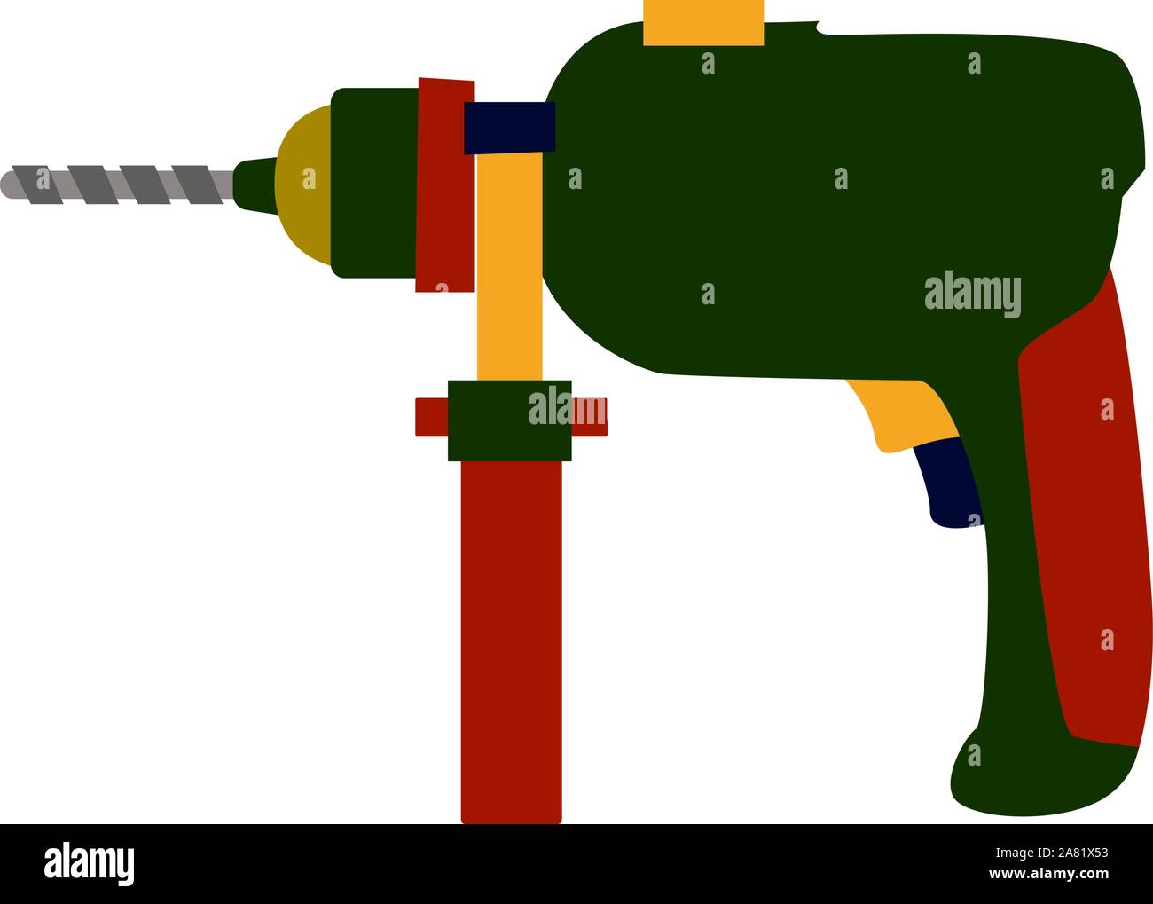 Electric drill, illustration, vector on white background Stock Vector ...