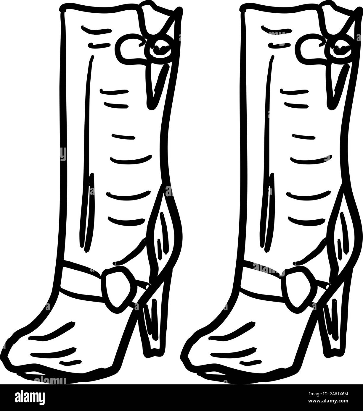 Deep boots drawing, illustration, vector on white background Stock ...