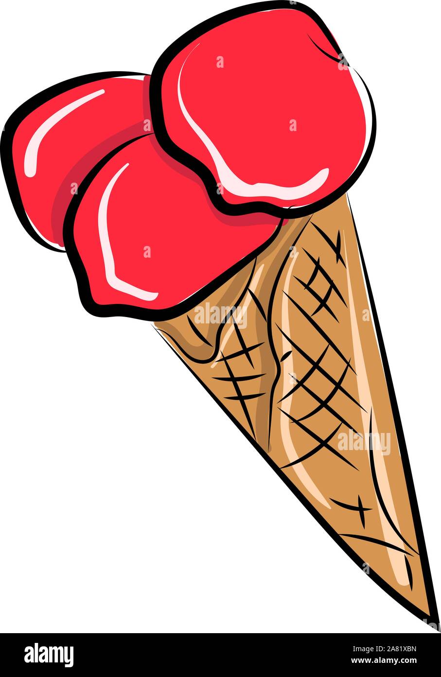 Red ice cream, illustration, vector on white background Stock Vector ...