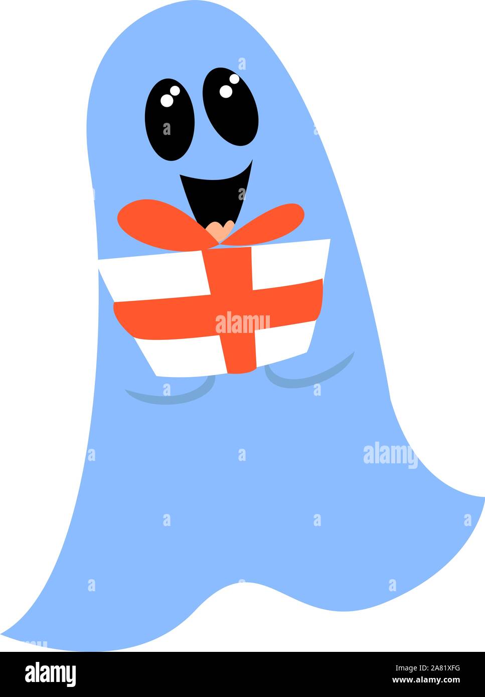 Ghost with present, illustration, vector on white background Stock ...