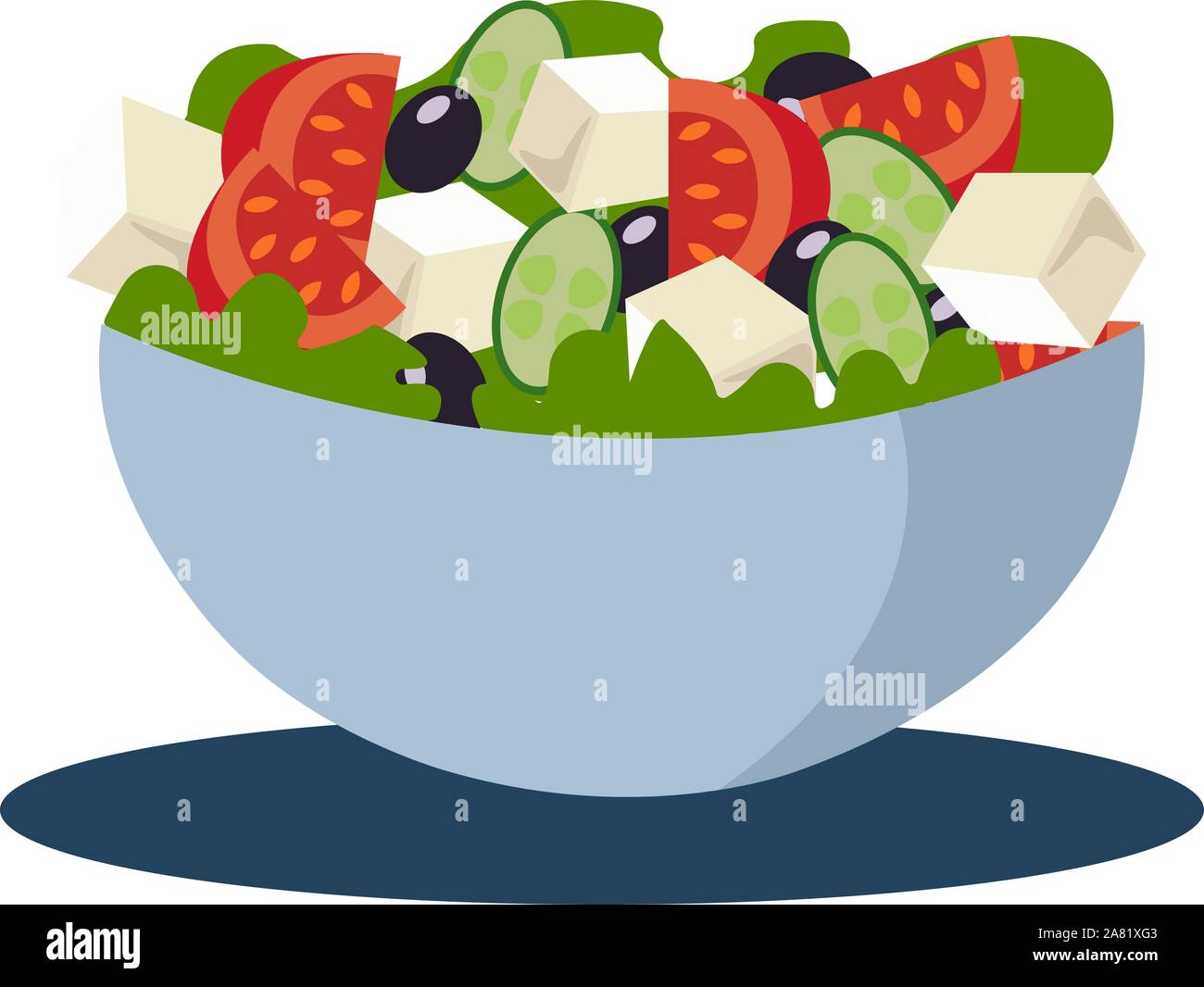 Greek salad, illustration, vector on white background Stock Vector ...