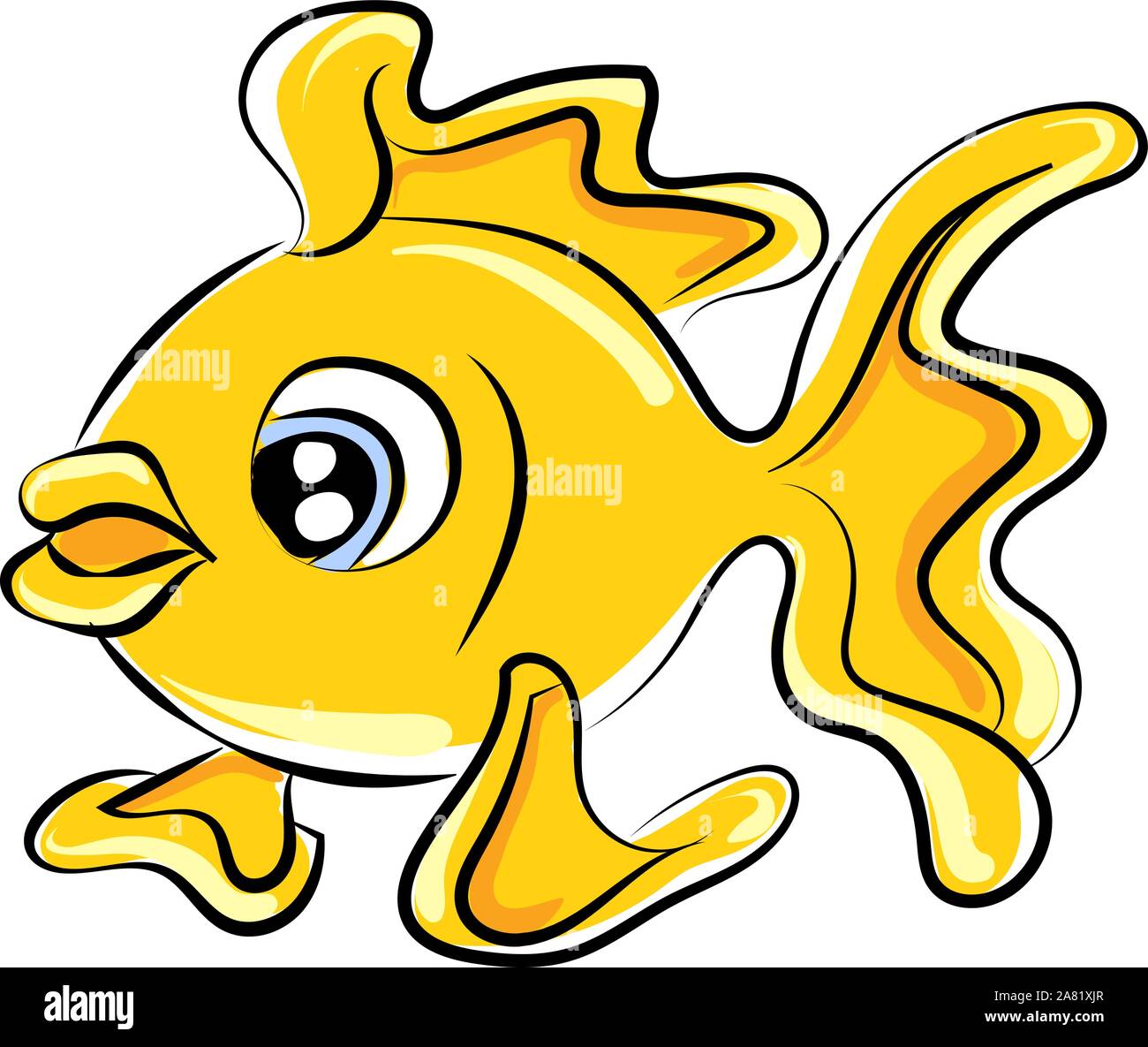 Yellow fish, illustration, vector on white background Stock Vector ...
