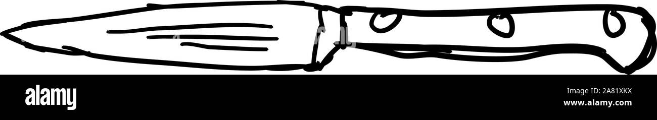 Small kitchen knife sketch, illustration, vector on white background ...