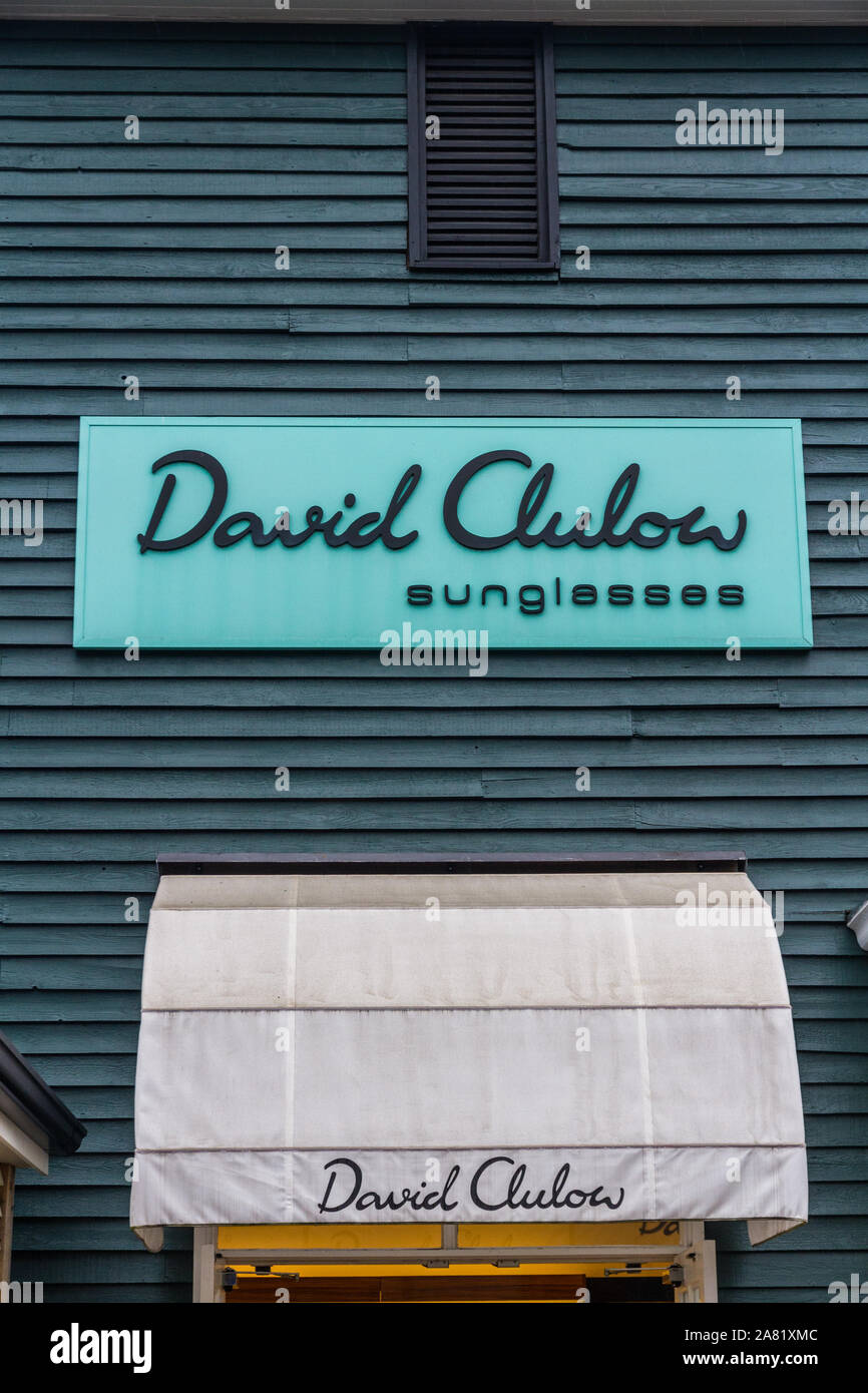Bicester Village outlet, England , Sign or logo of David Clulow ...