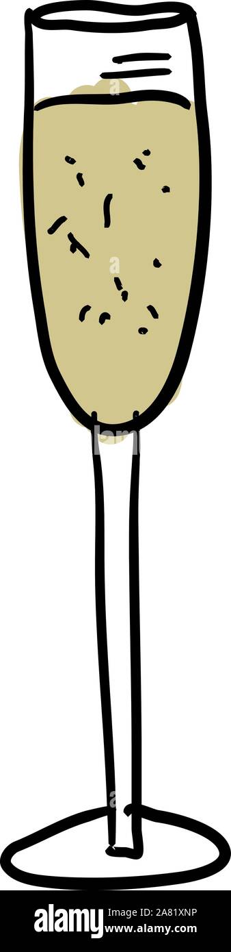 Champagne in glass sketch, illustration, vector on white background ...