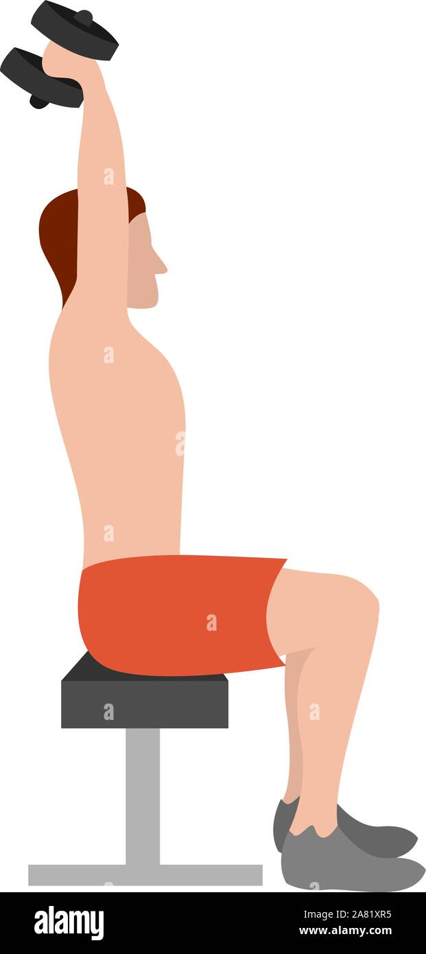 Man in the gym, illustration, vector on white background Stock Vector ...