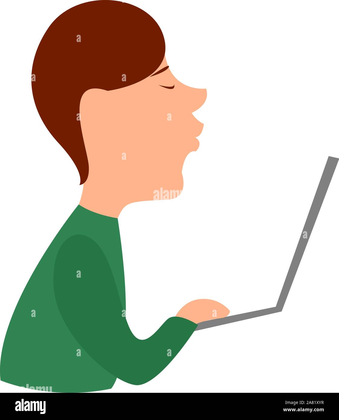 Boy with laptop, illustration, vector on white background Stock Vector ...