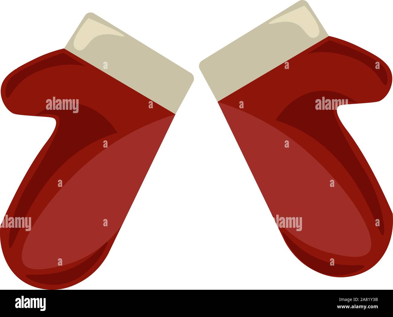 Red mittens, illustration, vector on white background Stock Vector ...