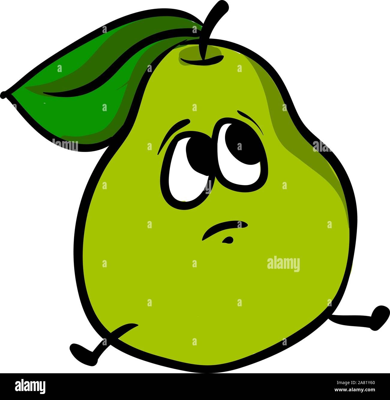 Sad pear, illustration, vector on white background Stock Vector Image ...