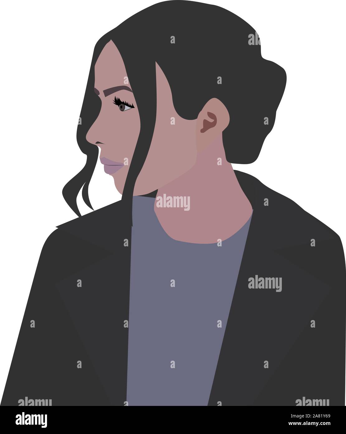 Girls profile, illustration, vector on white background Stock Vector ...