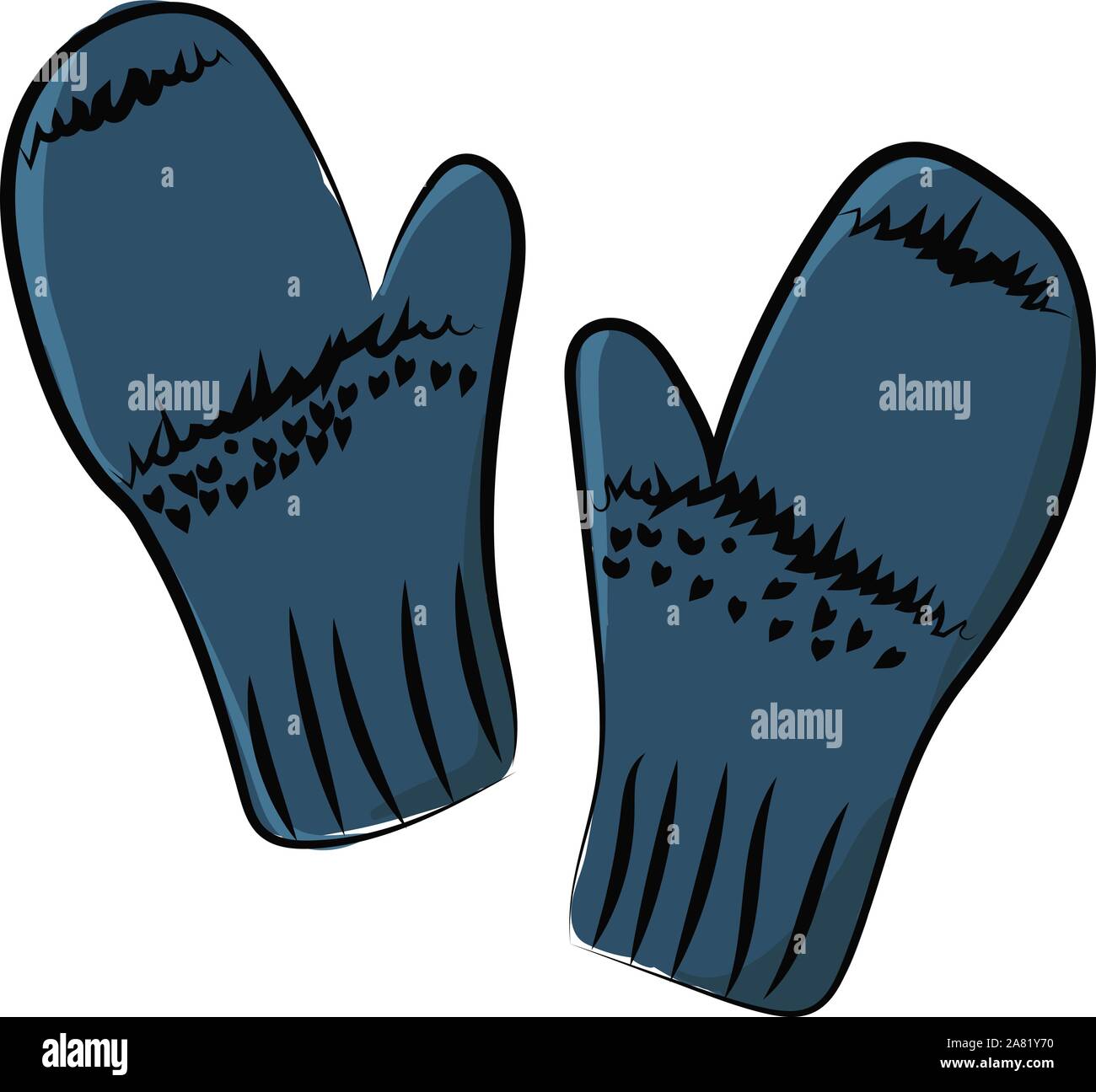 Blue mittens, illustration, vector on white background Stock Vector ...