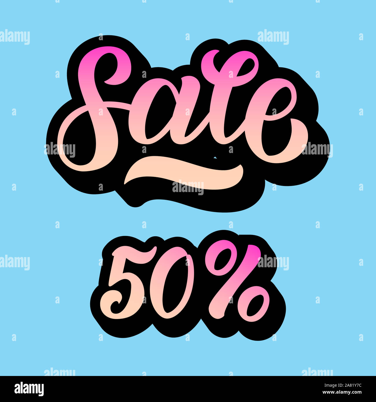 A sale discount set with 50 percents and volume 3D . Sale lettering on ...