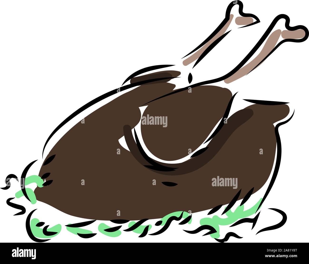 Baked chicken on white Stock Vector Images - Alamy