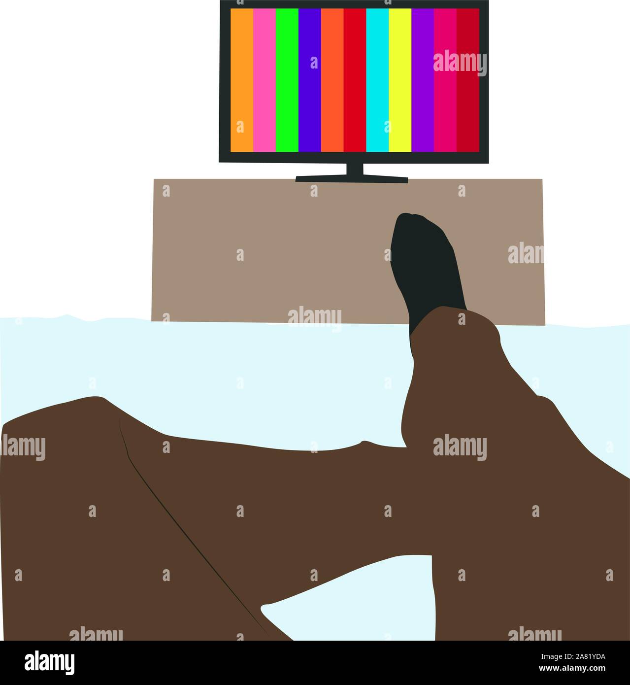 Man watching tv, illustration, vector on white background Stock Vector ...