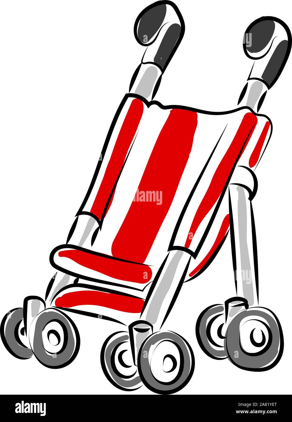 Baby cart, illustration, vector on white background Stock Vector Image ...