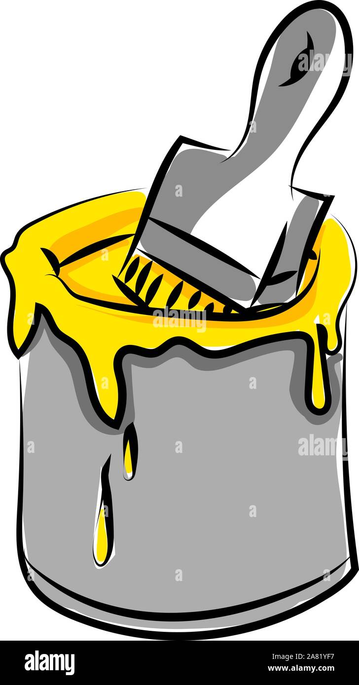 Yellow paint, illustration, vector on white background Stock Vector ...