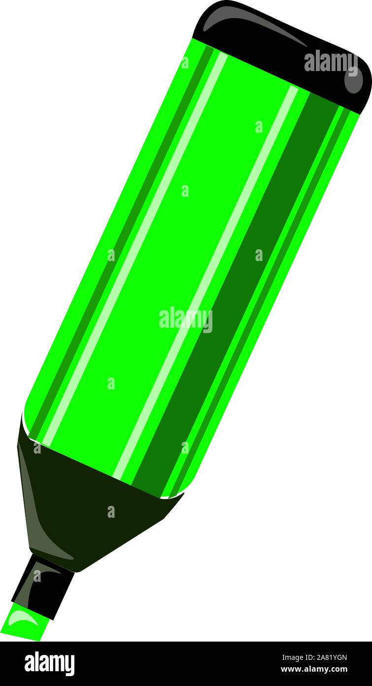 Green marker, illustration, vector on white background Stock Vector ...