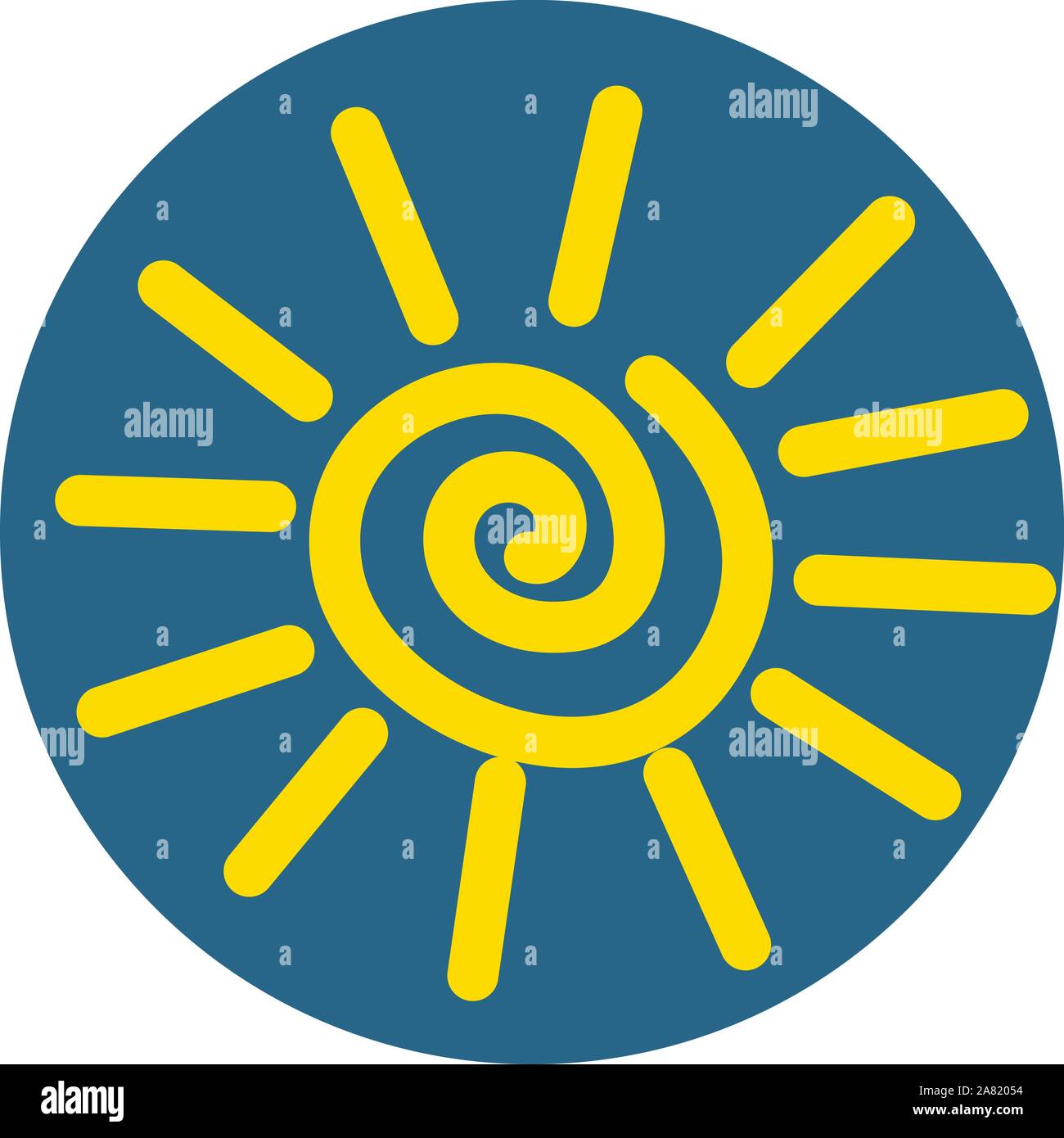 Round sun, illustration, vector on white background Stock Vector Image ...