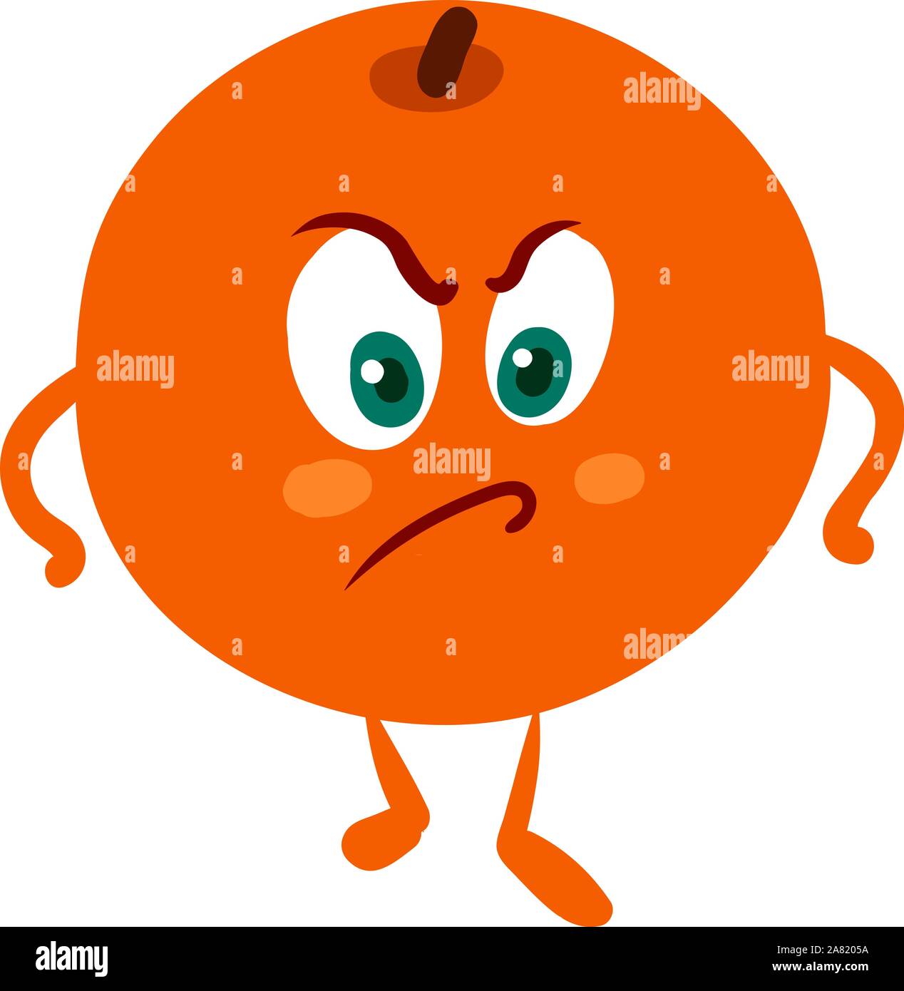 Angry orange, illustration, vector on white background Stock Vector ...