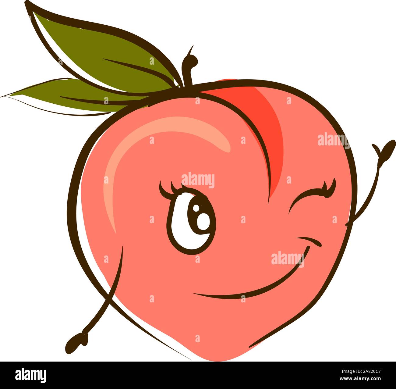 Peach winking, illustration, vector on white background Stock Vector ...