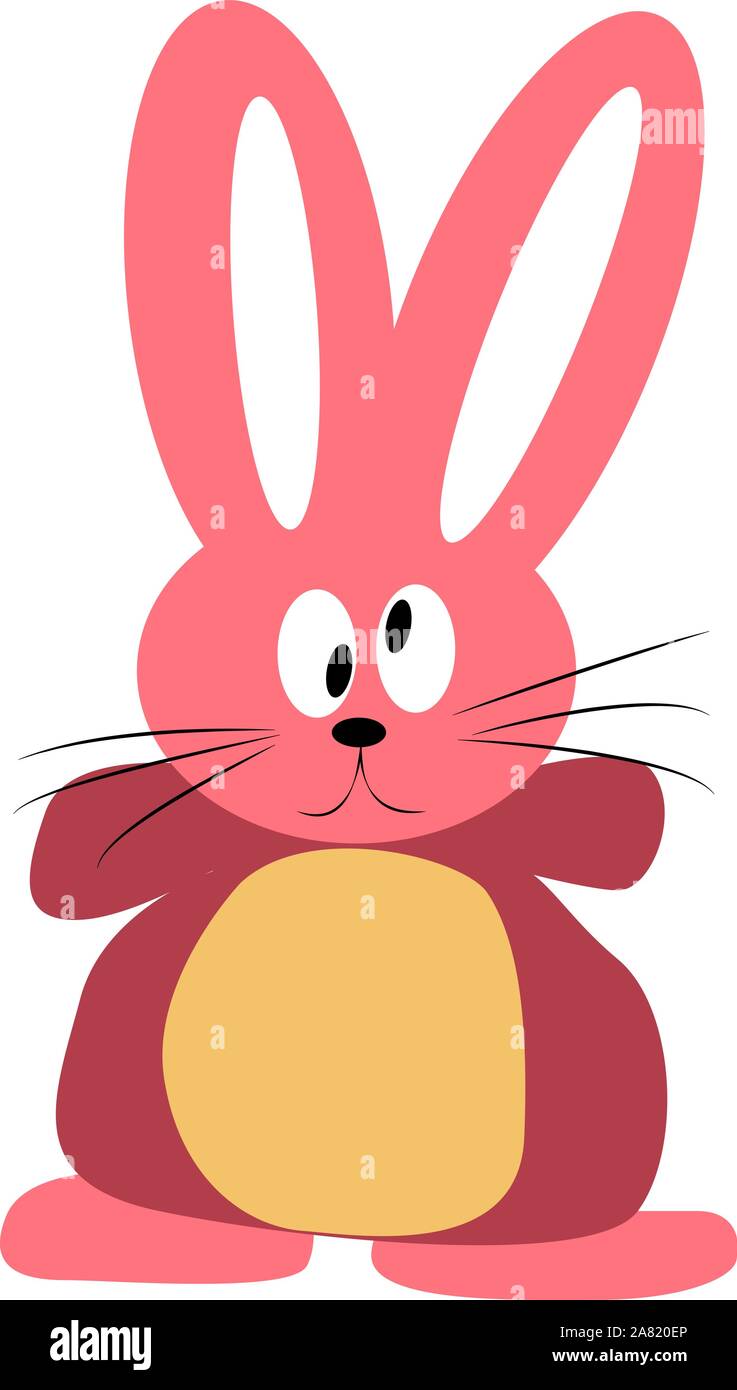 Pink rabbit, illustration, vector on white background Stock Vector ...