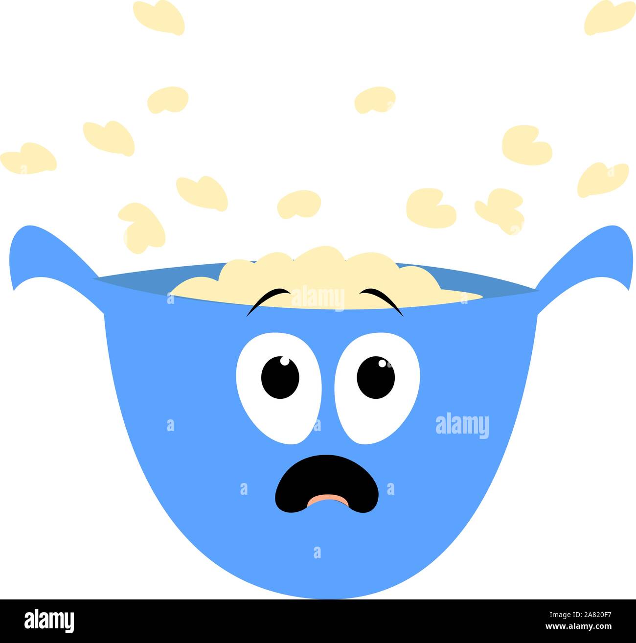 Pop corn in bowl, illustration, vector on white background Stock Vector ...