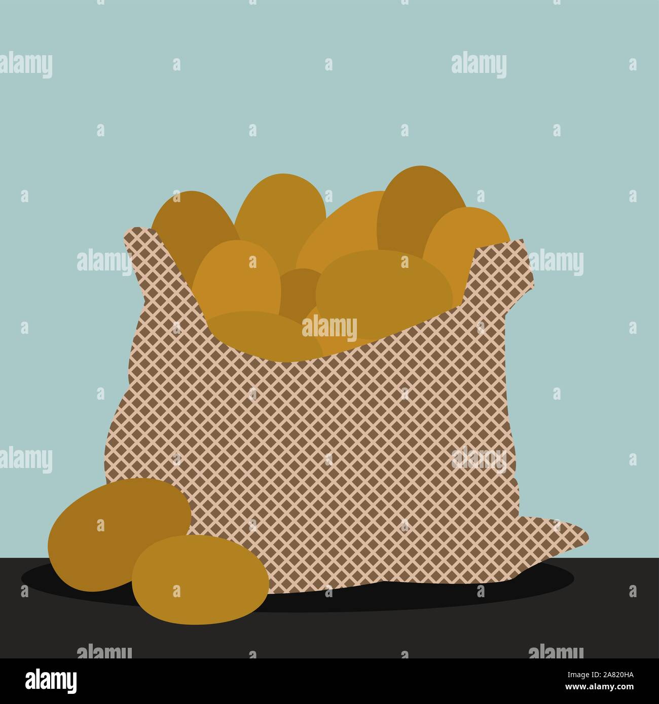 Bag of potato, illustration, vector on white background Stock Vector ...