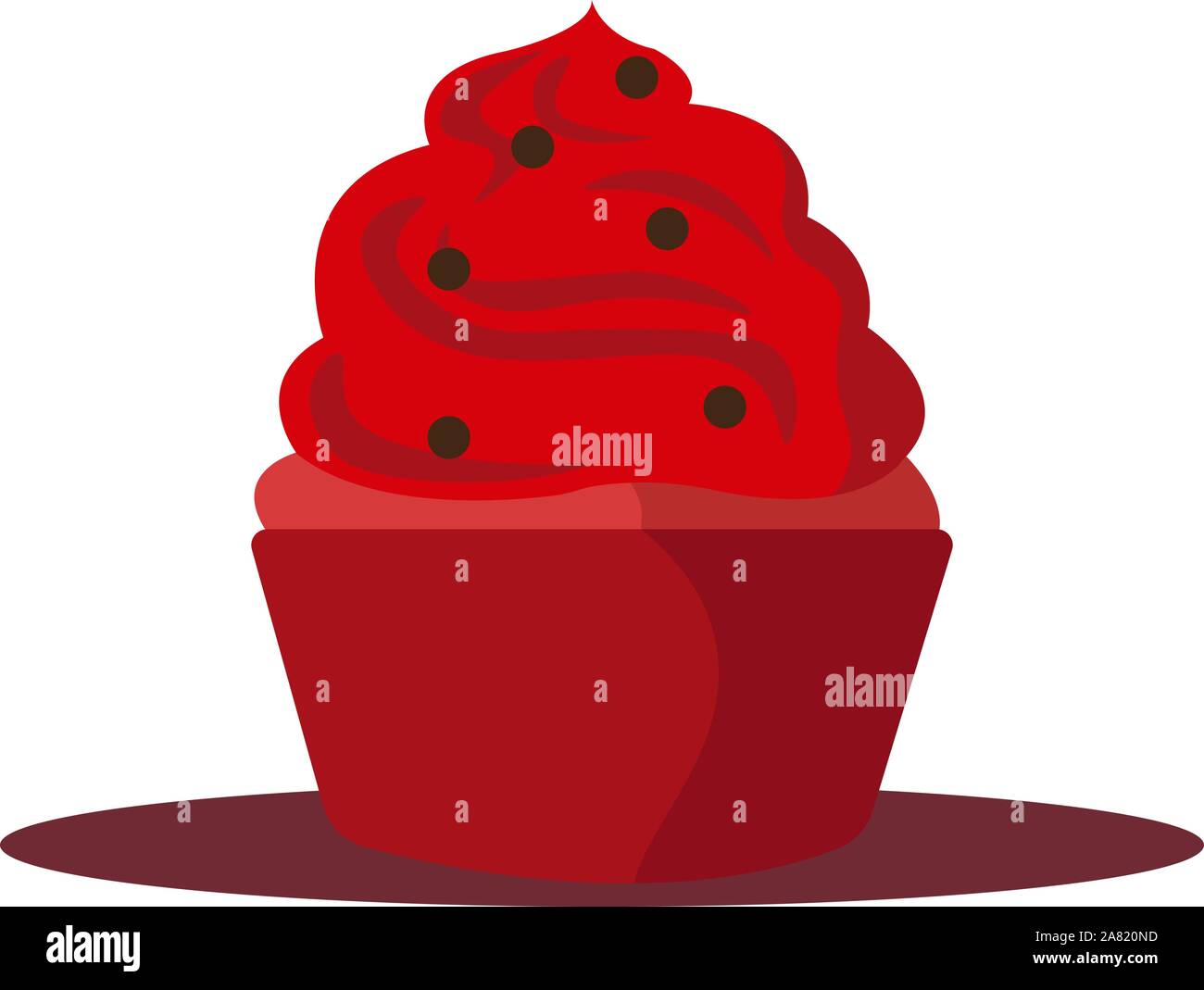 Red cupcake, illustration, vector on white background Stock Vector ...