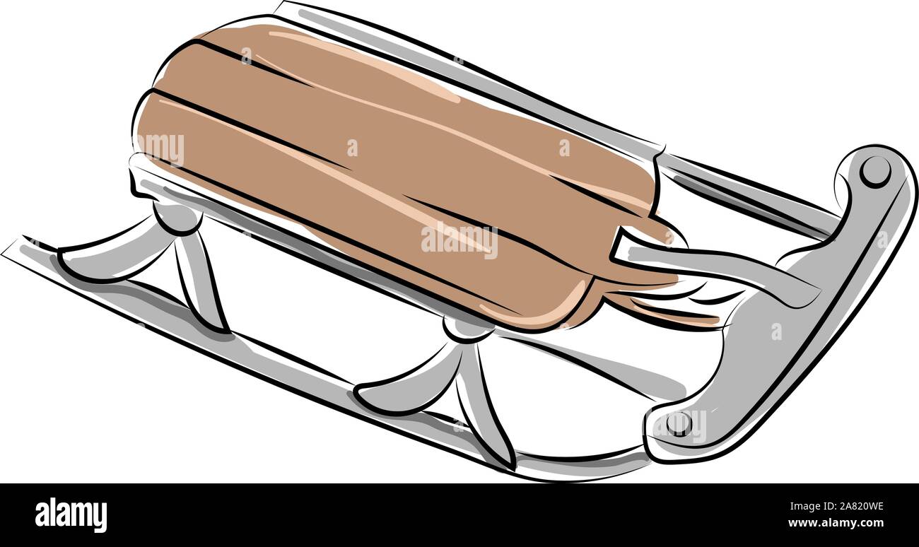 Snow sled, illustration, vector on white background Stock Vector Image ...