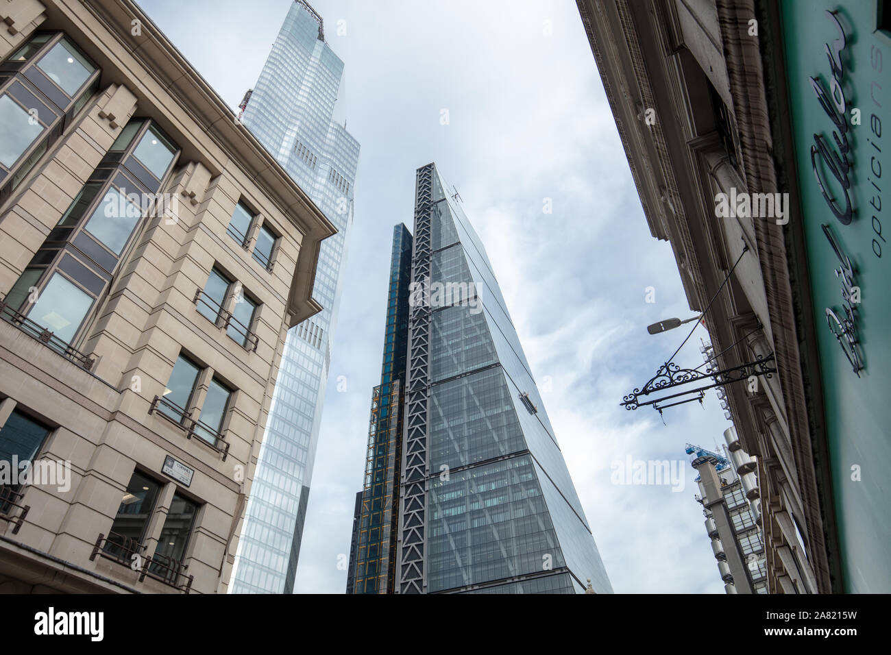 Modern architecture of high rise commercial buildings seen in the City ...