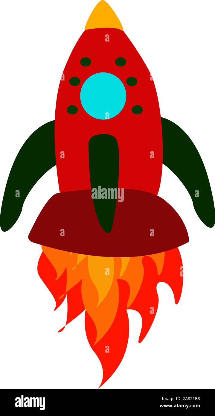 Red spaceship, illustration, vector on white background Stock Vector ...