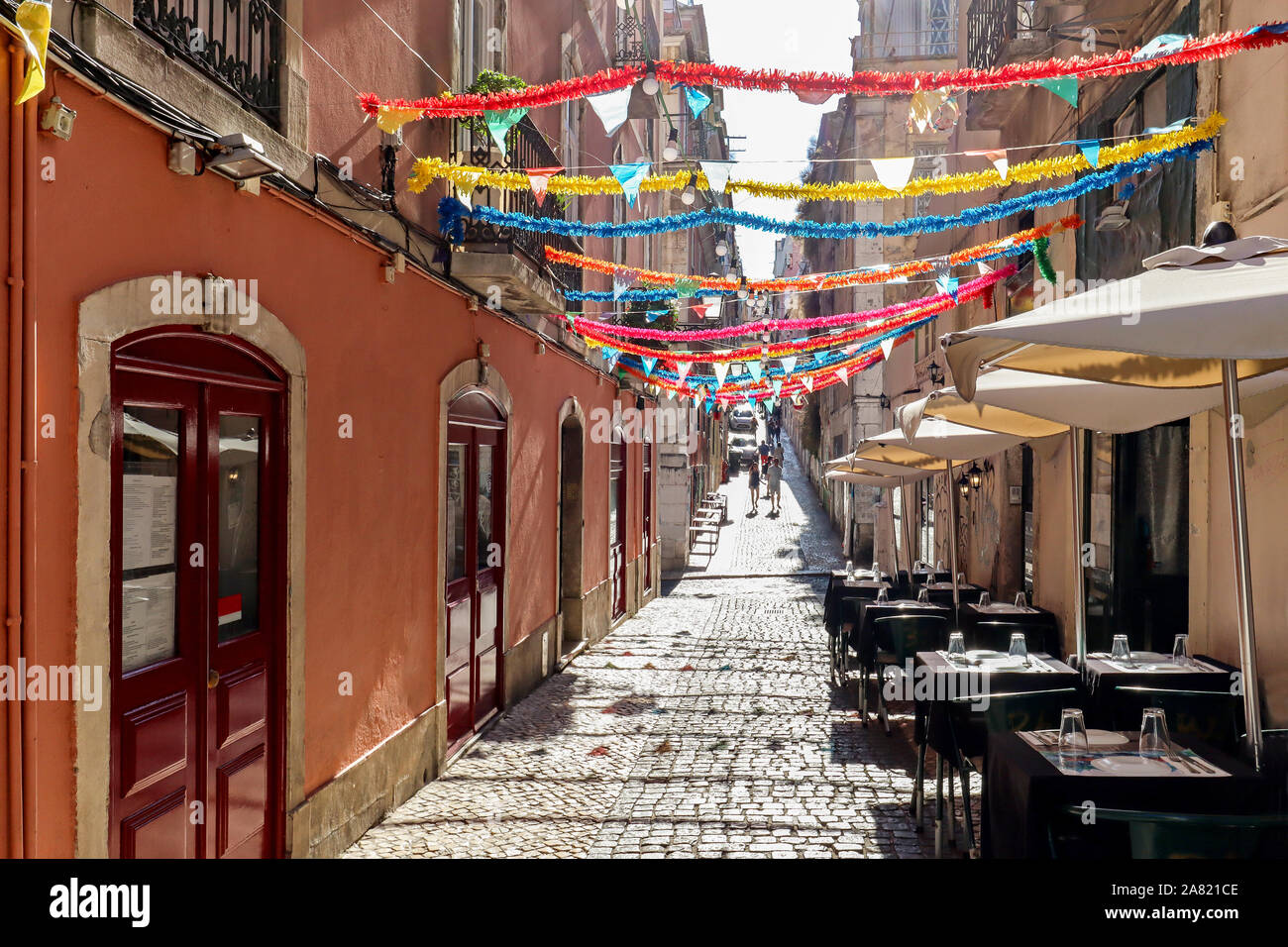 View to the Bairro Alto district in the historic center of Lisbon ...