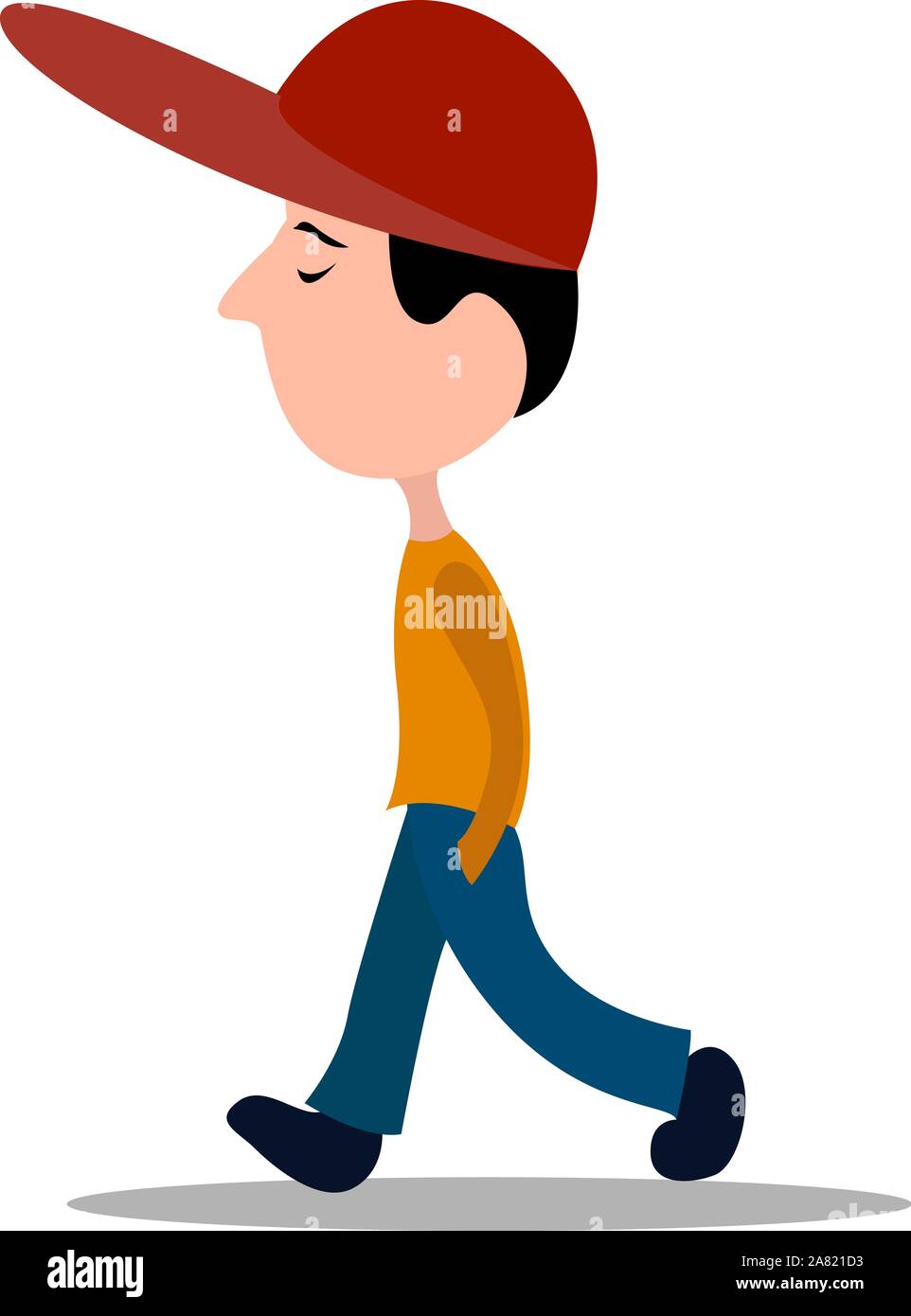 Walking boy, illustration, vector on white background Stock Vector ...