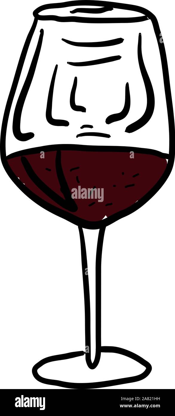 Glass of wine, illustration, vector on white background Stock Vector ...
