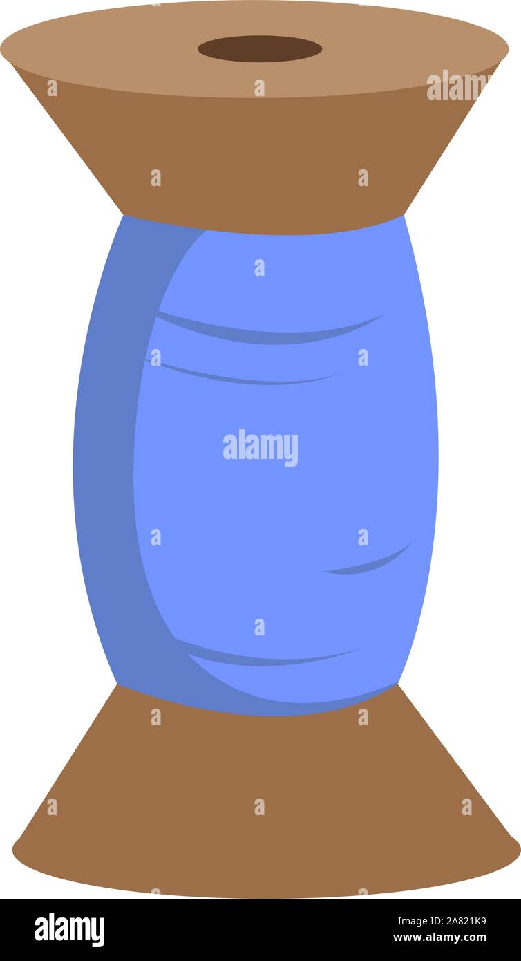 Blue thread, illustration, vector on white background Stock Vector ...