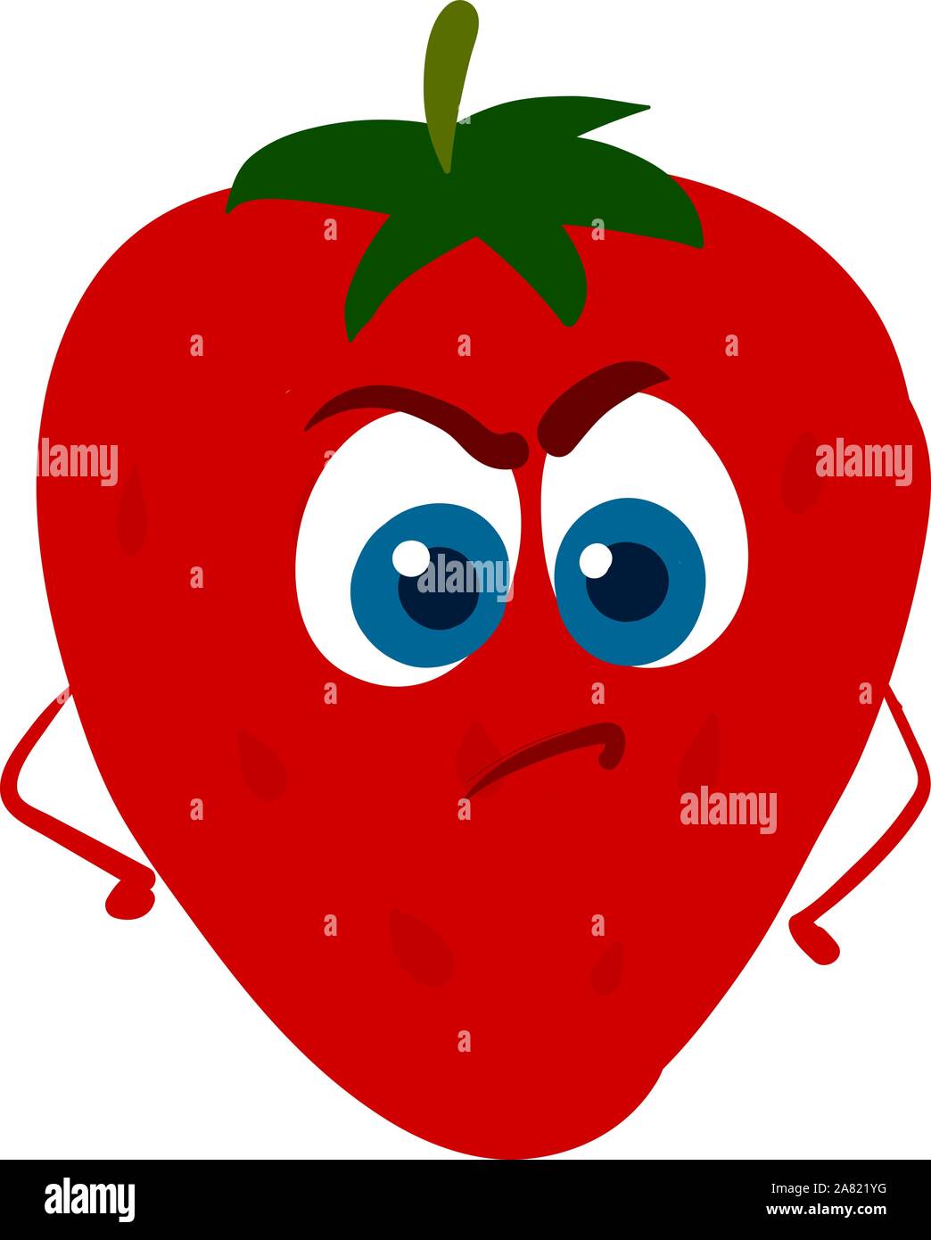 Angry strawberry, illustration, vector on white background Stock Vector ...
