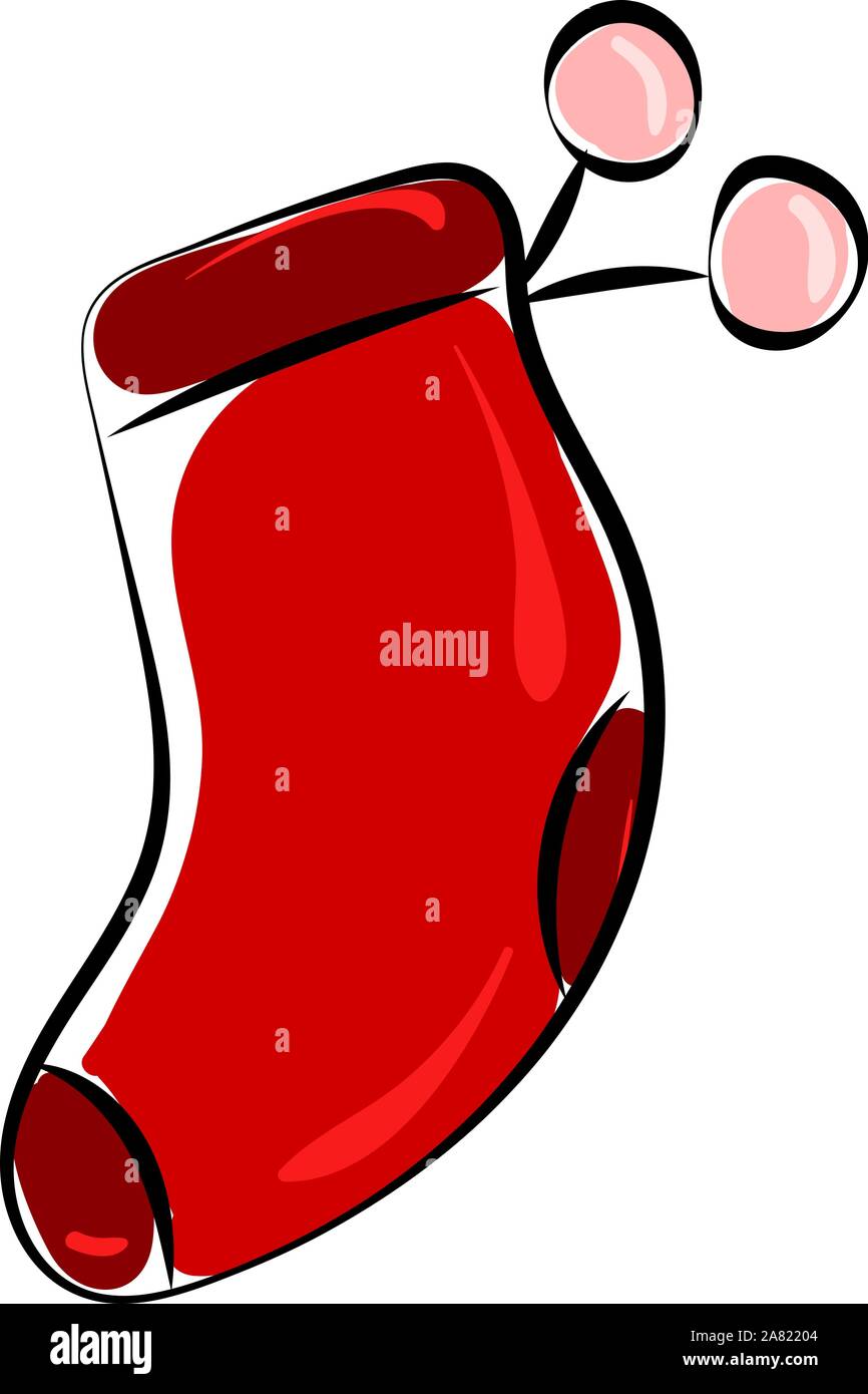Red sock, illustration, vector on white background Stock Vector Image ...