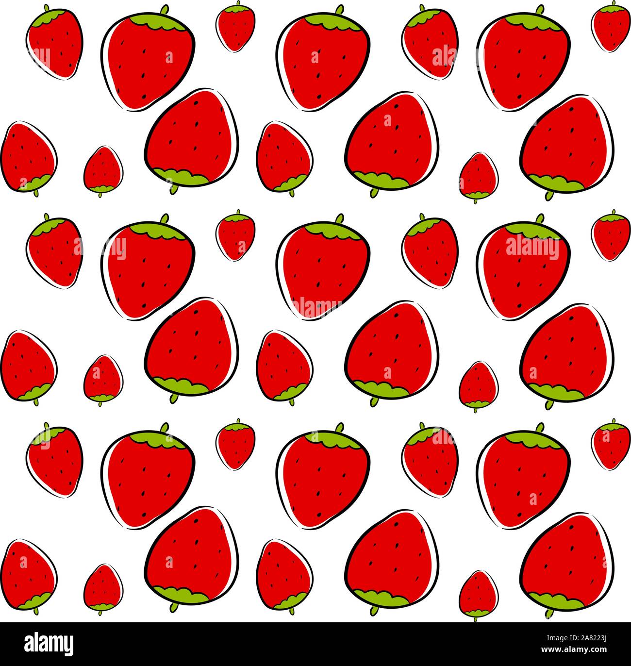Strawberry wallpaper, illustration, vector on white background Stock ...