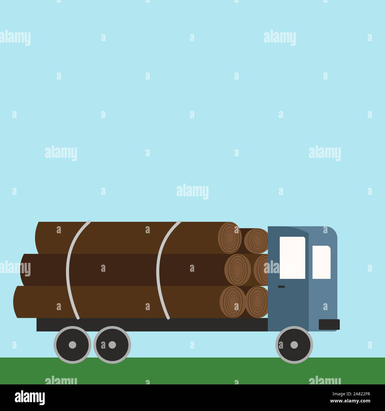 Truck with wood, illustration, vector on white background Stock Vector ...