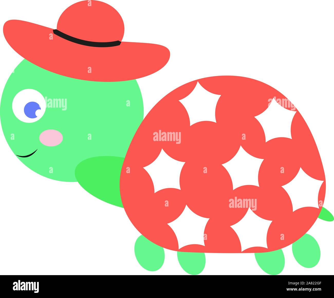 Turtle with cap, illustration, vector on white background Stock Vector ...