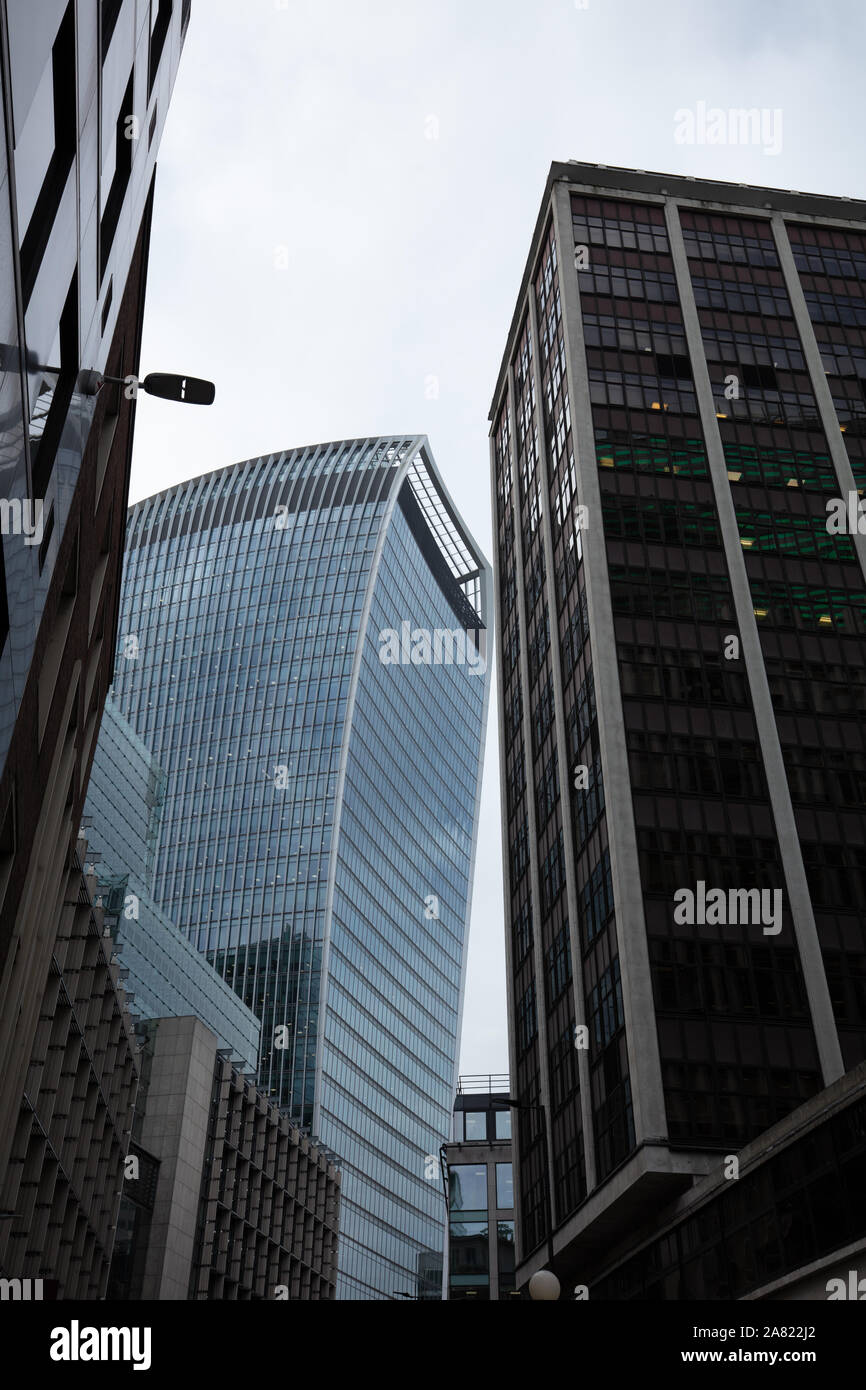 Modern architecture of high rise commercial buildings seen in the City ...