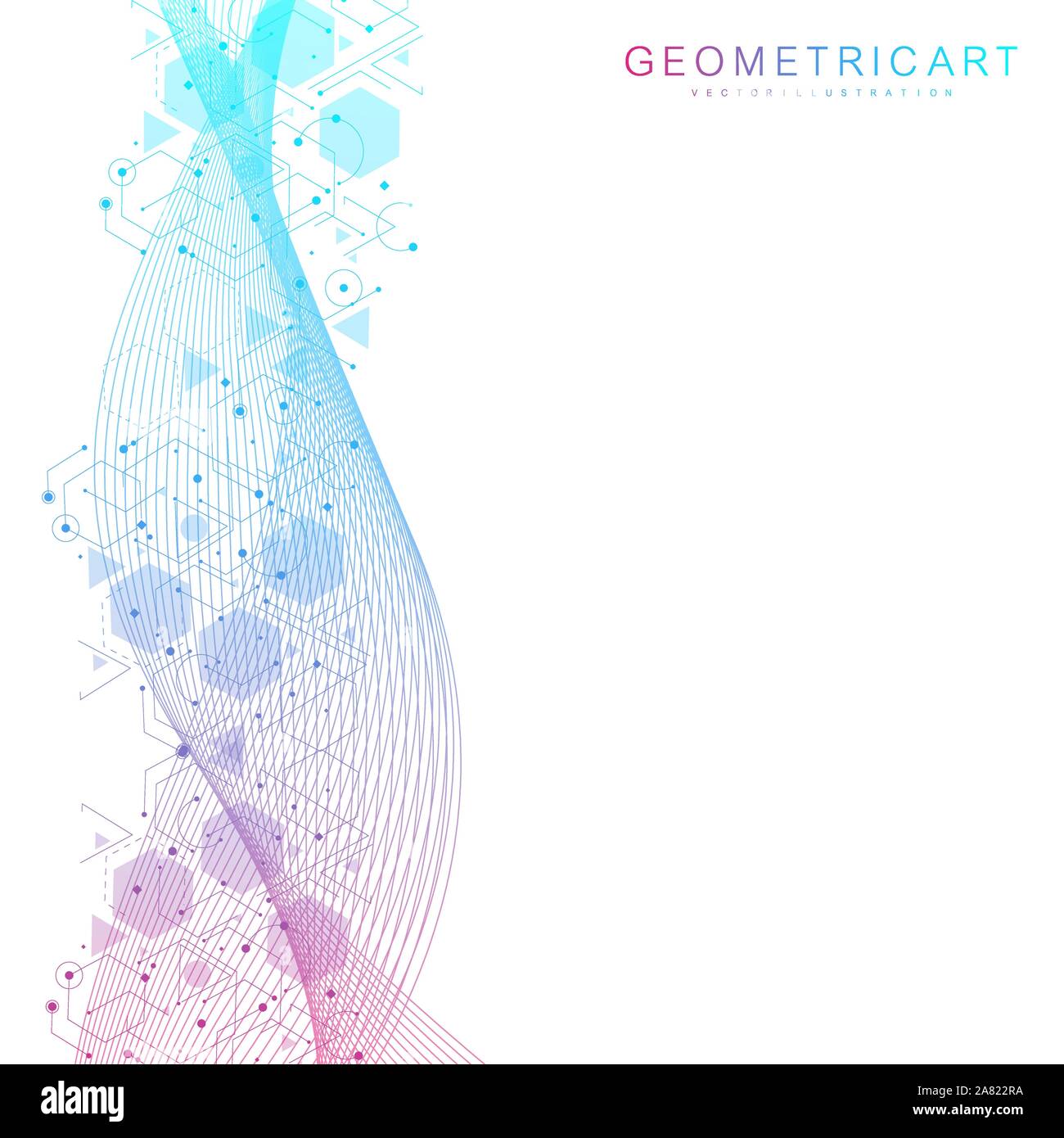 Science network pattern, connecting lines and dots. Technology hexagons ...