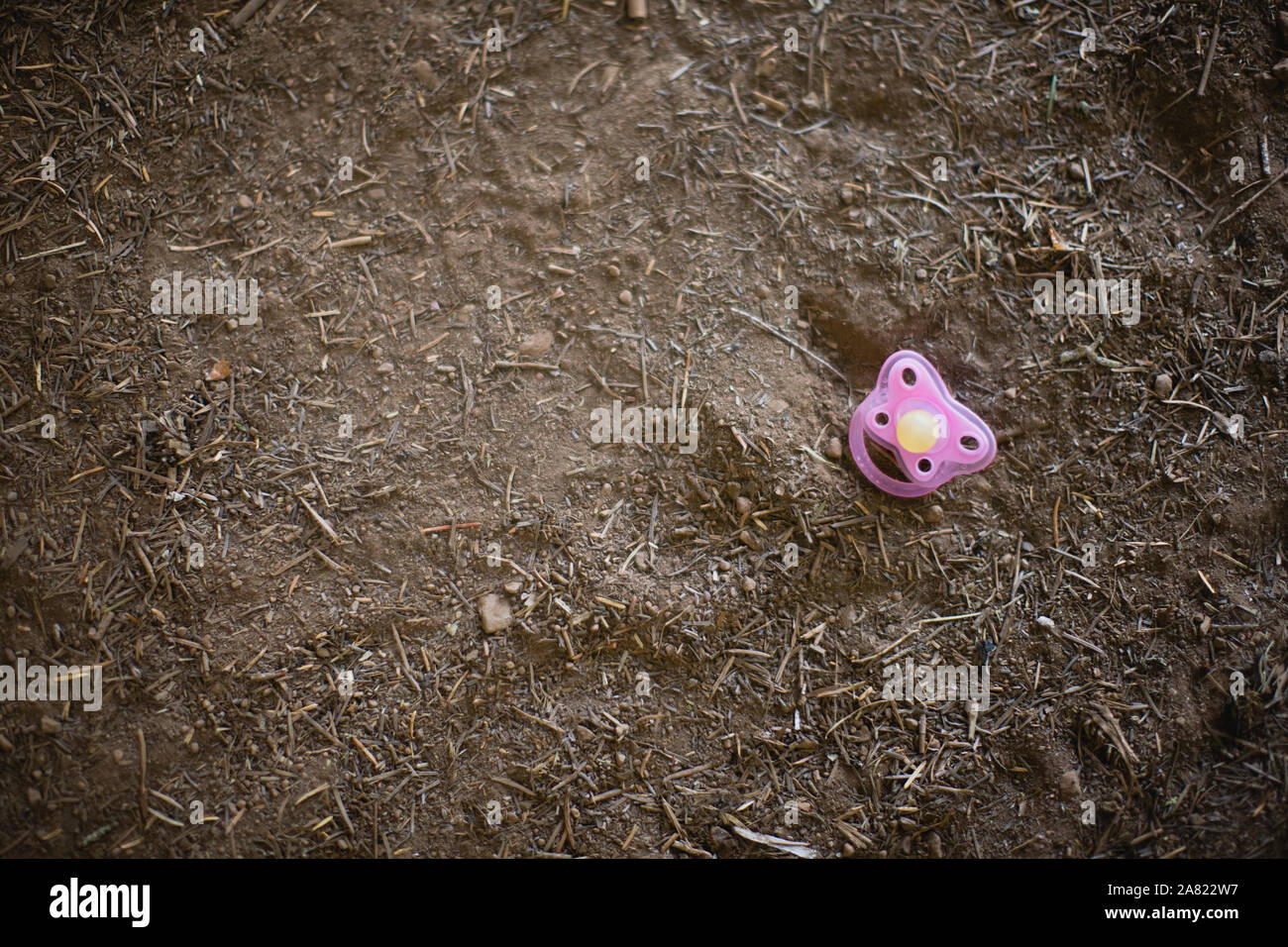 Dropped baby's pacifier on the ground Stock Photo - Alamy